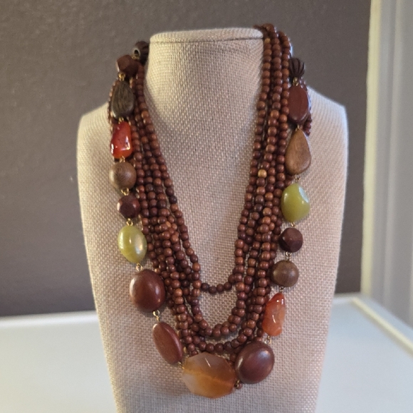Express | Jewelry | Vintage Express Multistrand Wood And Stone Beaded ...